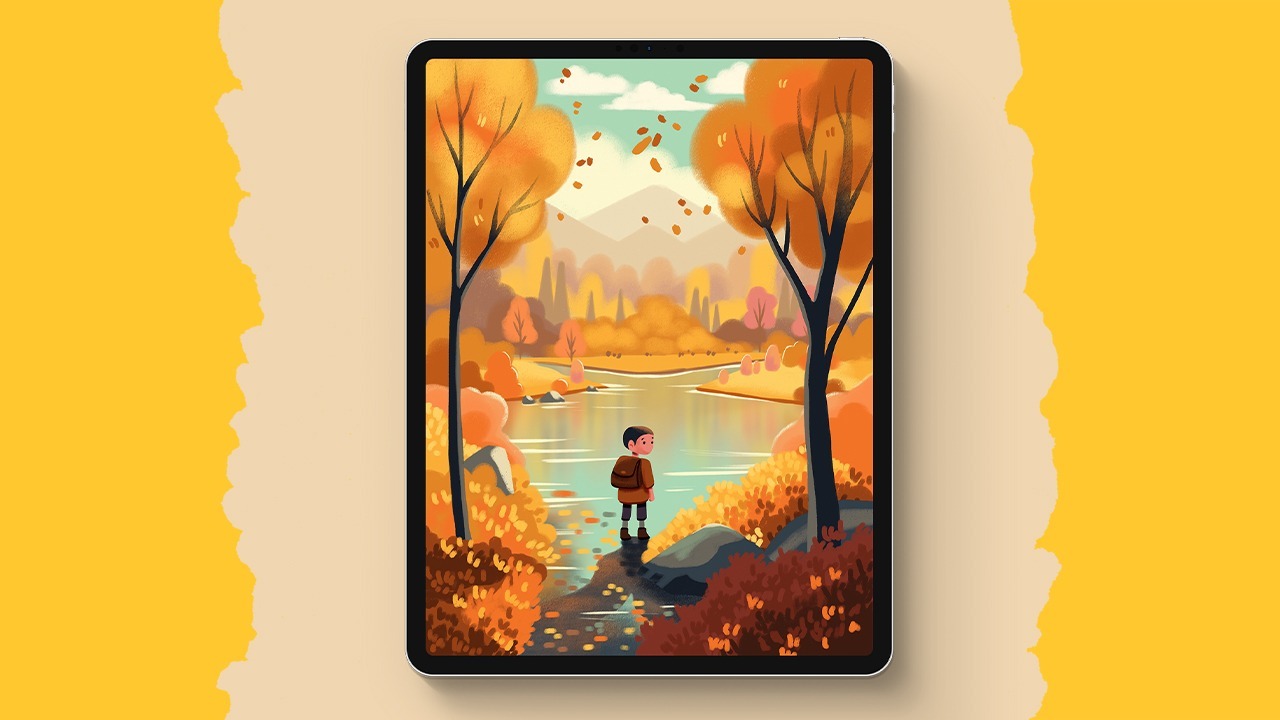 Fall Landscape with a Boy - Art With Flo