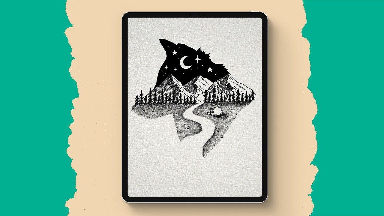 Pen and Ink Wolf Landscape - Art With Flo