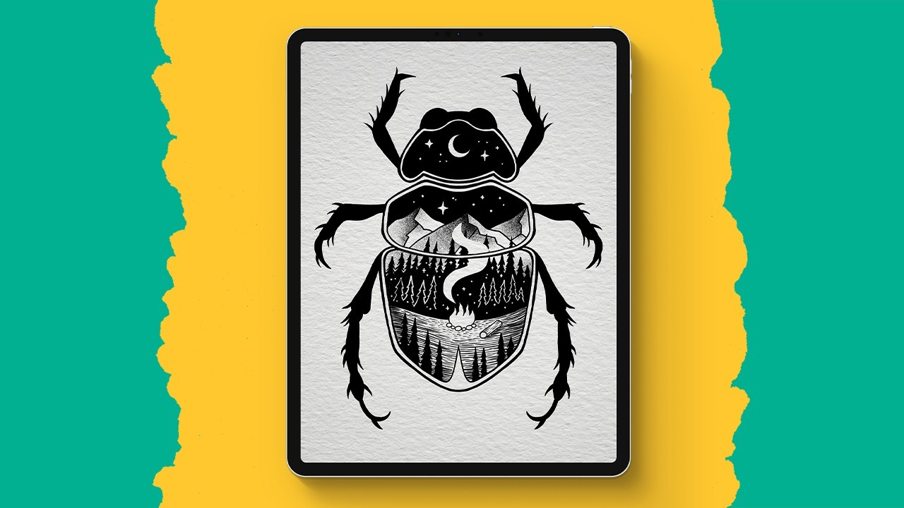 Pen and Ink Beetle - Art With Flo