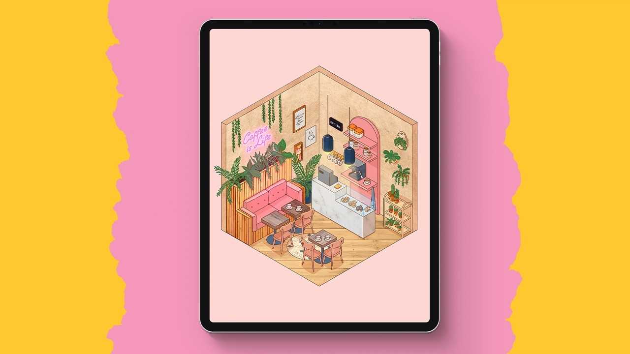 Isometric Coffee Room - Art With Flo