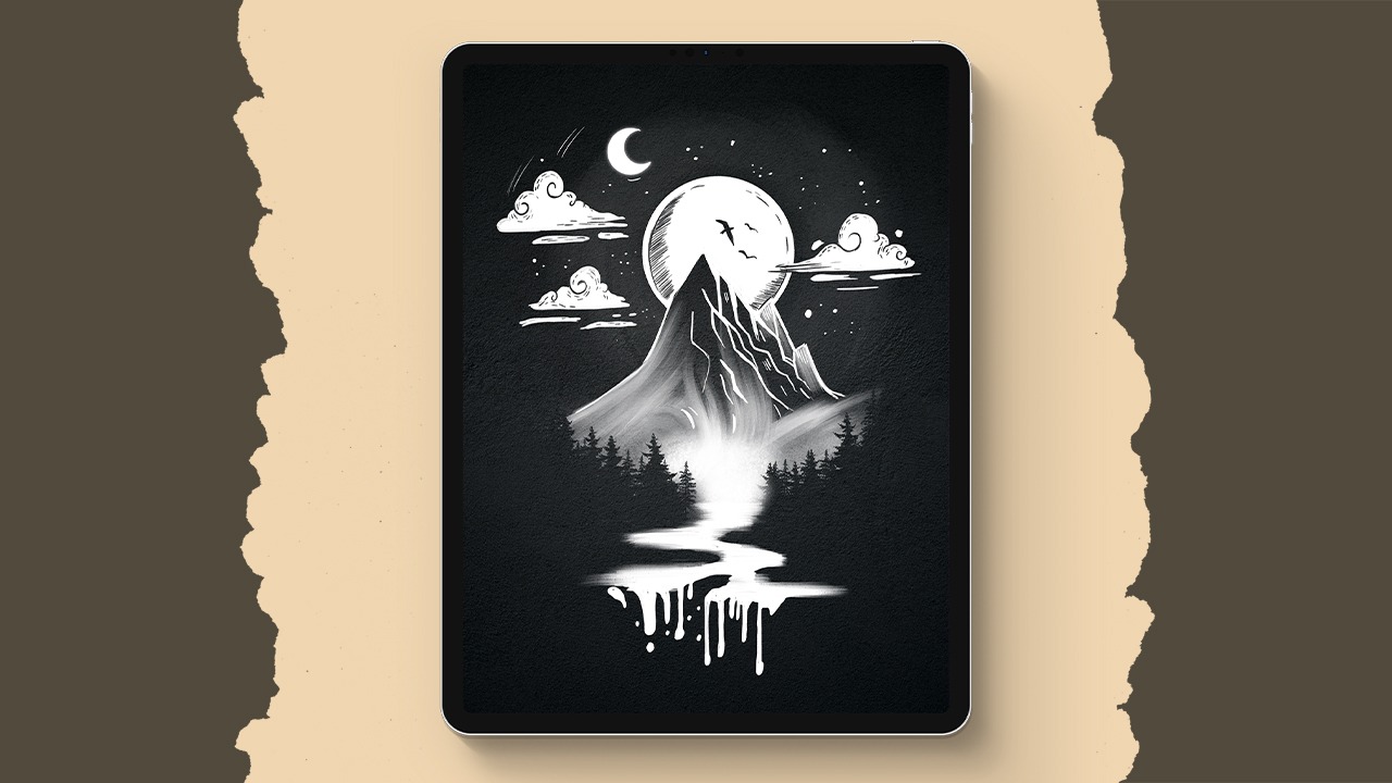 Blackboard style Landscape - Art With Flo