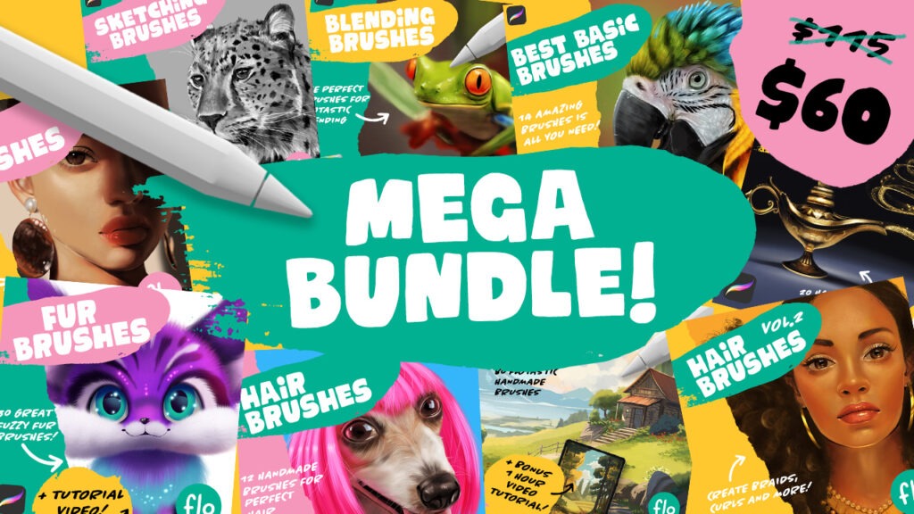 Mega Brush Pack 250+ Brushes - Art With Flo